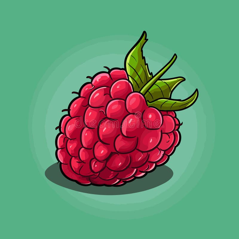 Raspberry. Raspberry Hand-drawn Comic Illustration. Vector Doodle Style ...