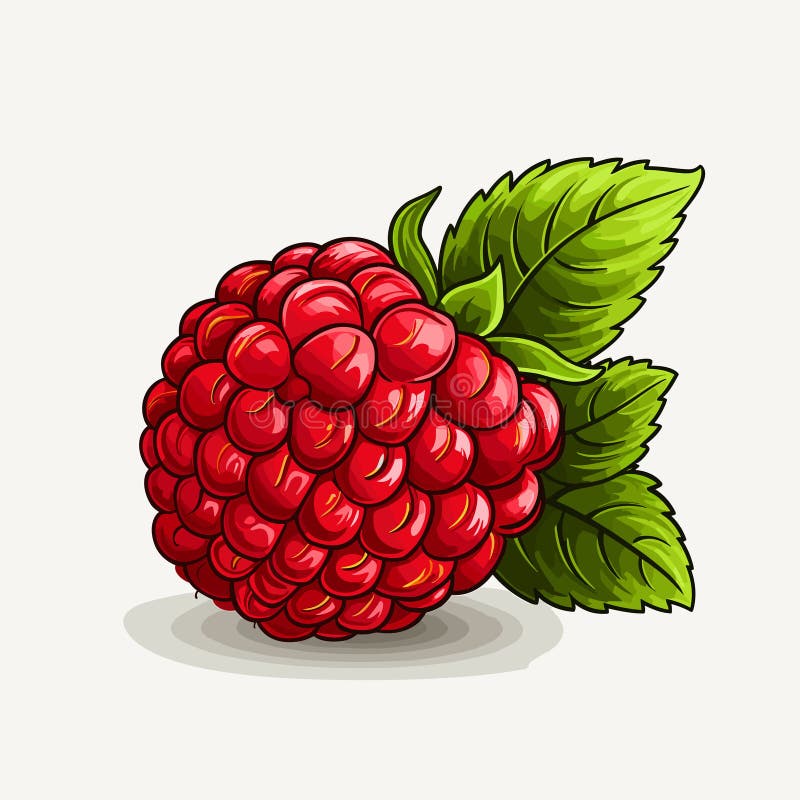 Raspberry. Raspberry Hand-drawn Comic Illustration. Vector Doodle Style ...
