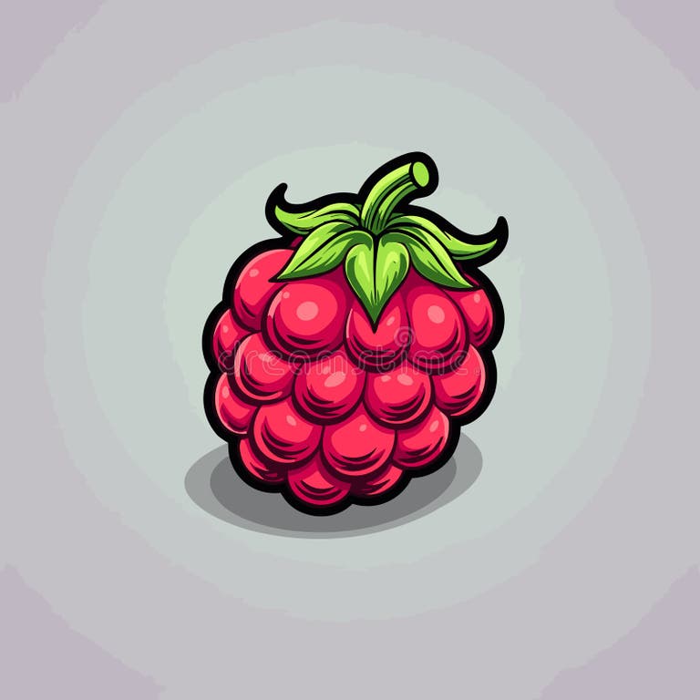 Raspberry. Raspberry Hand-drawn Comic Illustration. Vector Doodle Style ...
