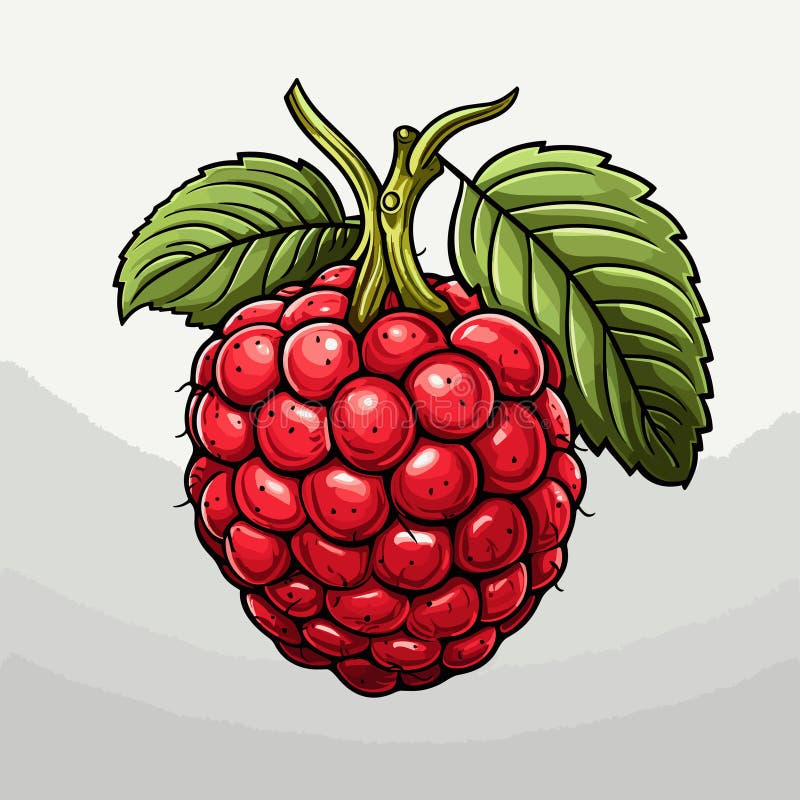 Raspberry. Raspberry Hand-drawn Comic Illustration. Vector Doodle Style ...