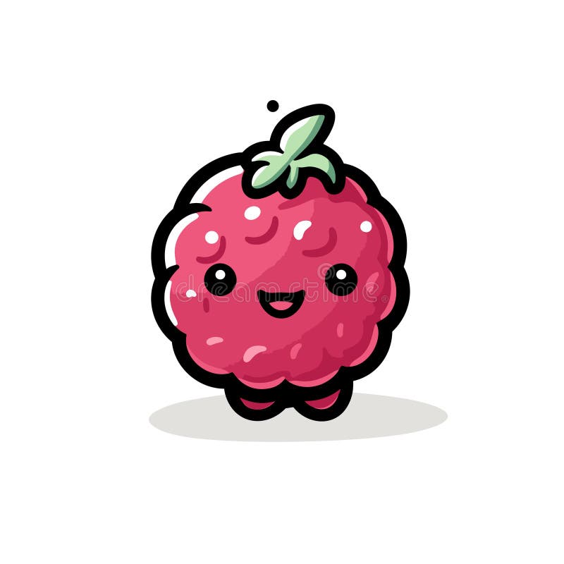 Raspberry. Raspberry Hand-drawn Comic Illustration. Vector Doodle Style ...