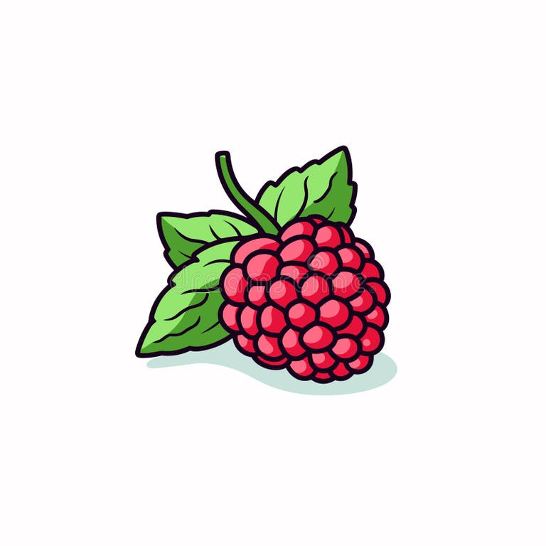 Raspberry. Raspberry Hand-drawn Comic Illustration. Vector Doodle Style ...