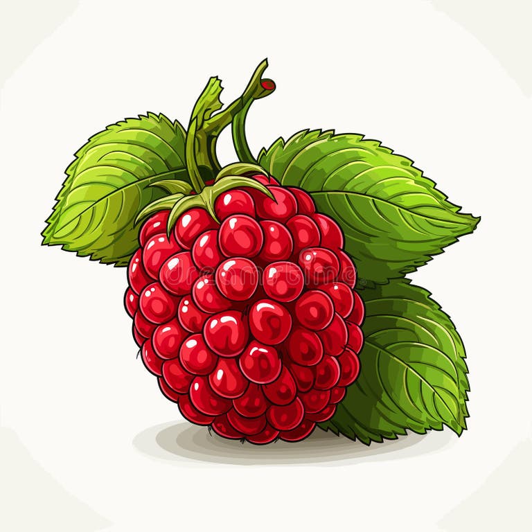 Raspberry. Raspberry Hand-drawn Comic Illustration. Vector Doodle Style ...
