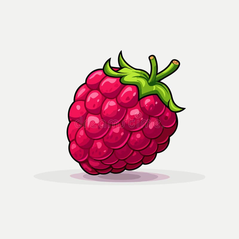 Raspberry. Raspberry Hand-drawn Comic Illustration. Vector Doodle Style ...