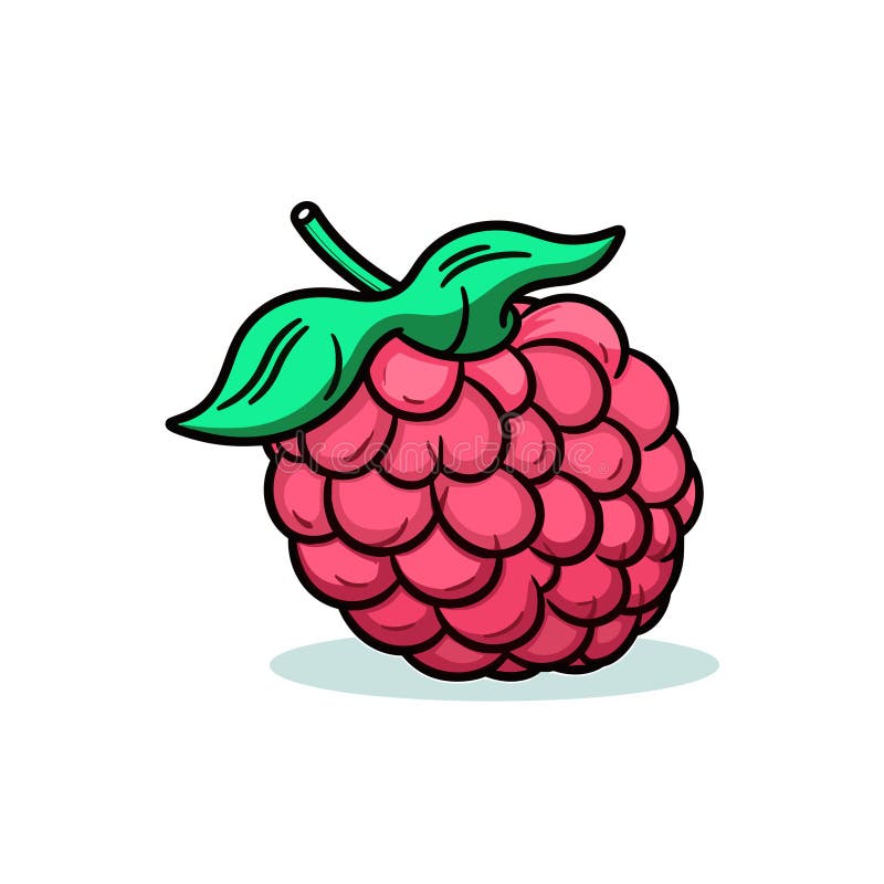 Raspberry. Raspberry Hand-drawn Comic Illustration. Vector Doodle Style ...