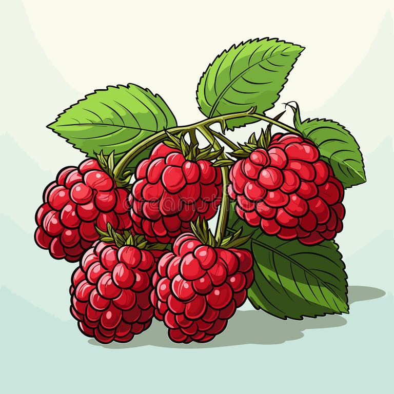 Raspberry. Raspberry Hand-drawn Comic Illustration. Vector Doodle Style ...