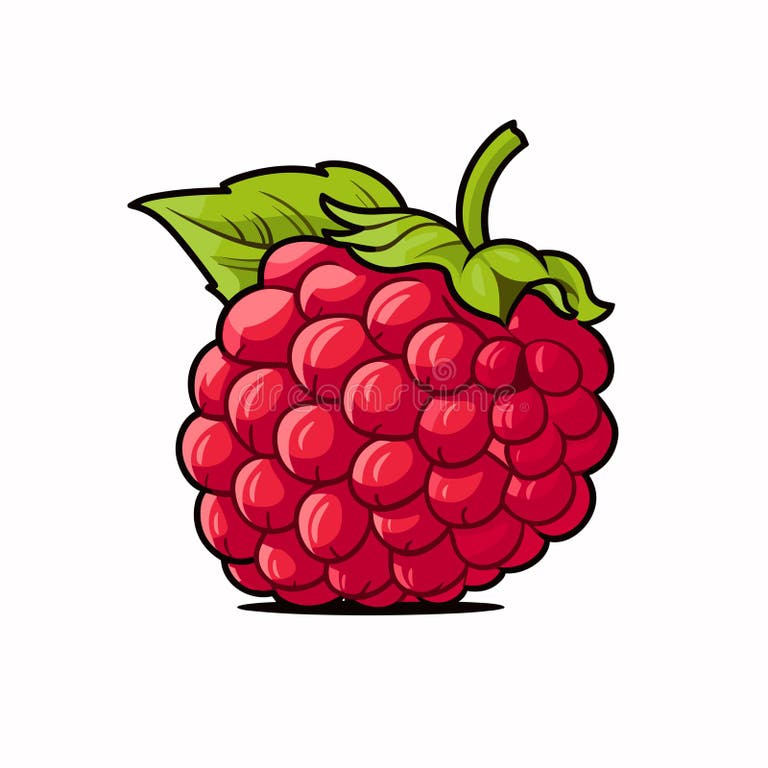 Raspberry. Raspberry Hand-drawn Comic Illustration. Vector Doodle Style ...