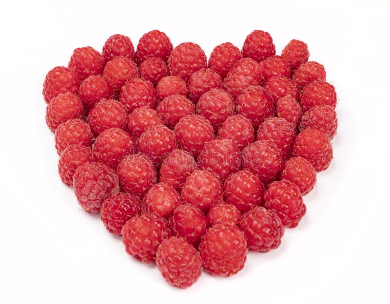 Raspberry Heart. the Figure of the Heart is Lined with Ripe Raspberry ...