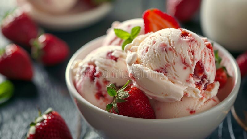 Raspberry Ice Cream in Bowl Close Up Stock Photo - Image of bowl ...