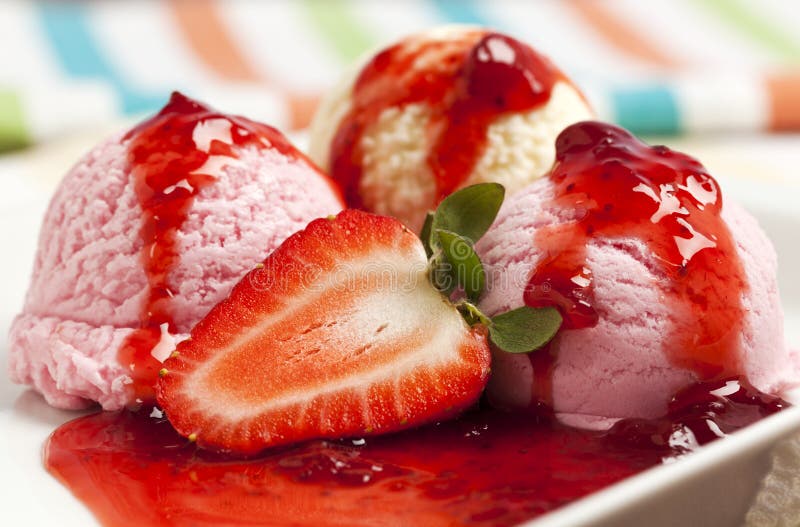 Raspberry Ice Cream Dessert Stock Photo - Image of vanilla, dessert ...