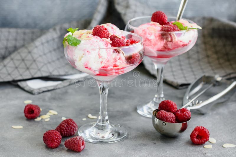 Raspberry ice cream. stock photo. Image of dairy, ingredient - 124969838