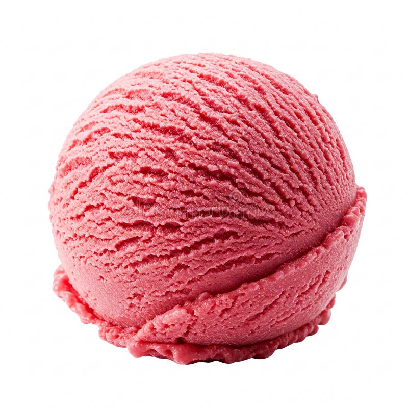 Raspberry Ice Cream Scoop, Isolated on White Background Stock ...