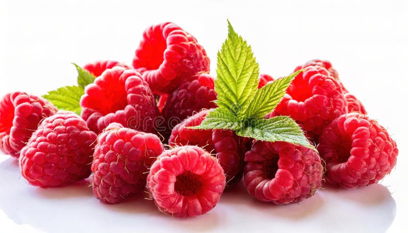Raspberry Isolated. Raspberries with Leaf Isolate. Whole and Half of ...