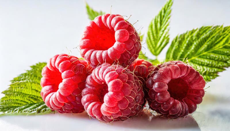 Raspberry Isolated. Raspberries with Leaf Isolate. Whole and Half of ...