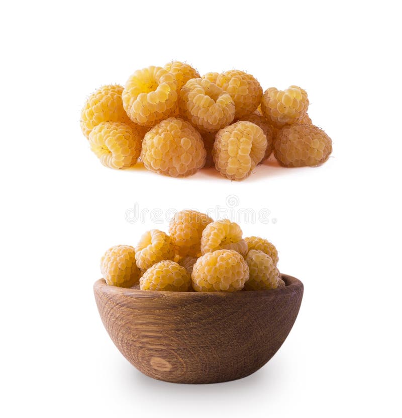 Raspberry Isolation. Yellow Raspberries Isolated on White Background ...