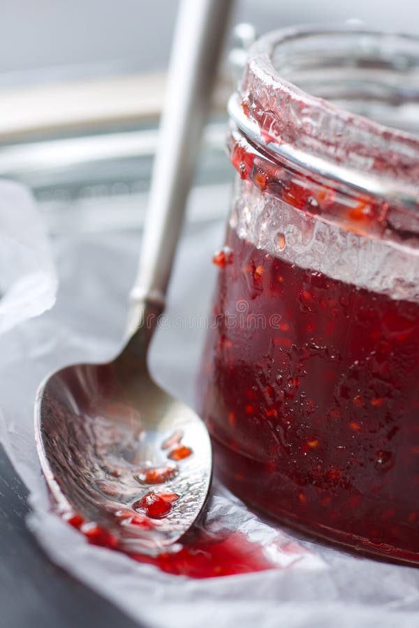 Raspberry jam stock image. Image of glass, juicy, organic - 15886351