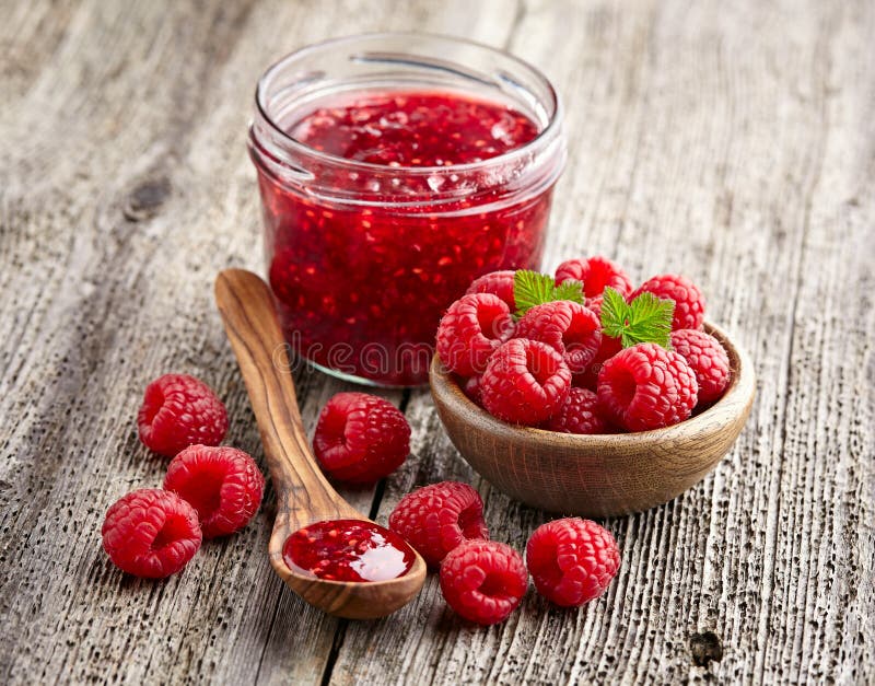 Raspberry jam with berry stock image. Image of closeup - 69210431