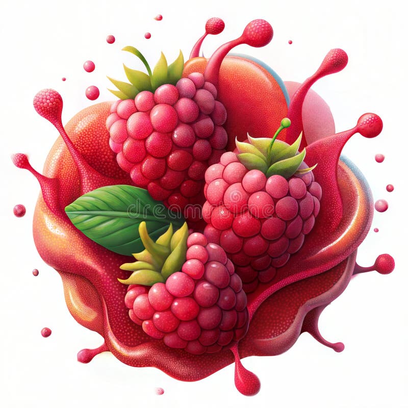 Raspberry Jam in the Form of a Splash Flying in the Air and Raspberries ...