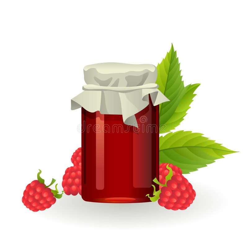 Raspberry Jam with Fresh Raspberries Stock Vector - Illustration of ...