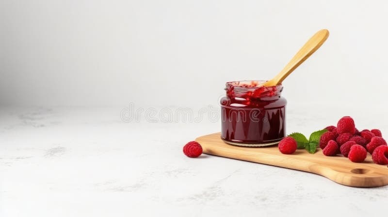 Raspberry Jam in Jar. Illustration AI Generative Stock Illustration ...