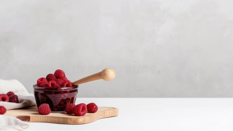 Raspberry Jam in Jar. Illustration AI Generative Stock Illustration ...