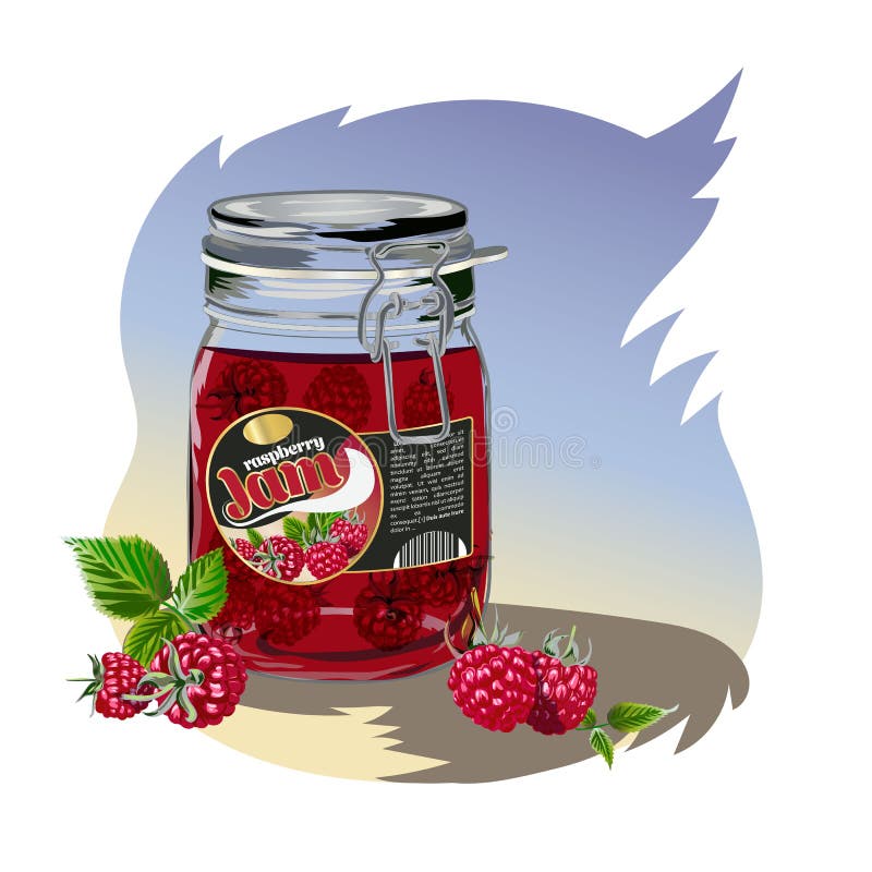 Raspberry jam in the jar. stock illustration. Illustration of icon ...