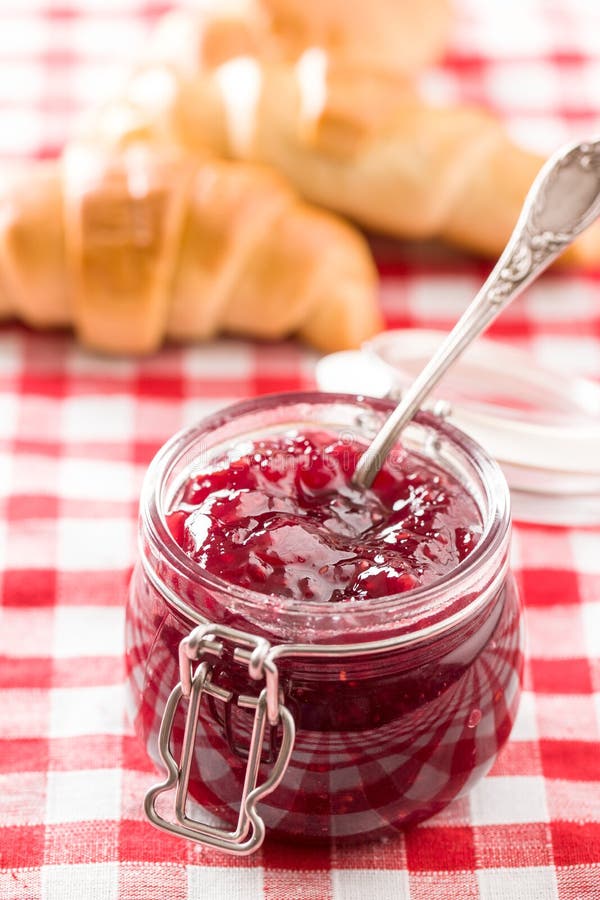 Raspberry jam jelly. stock image. Image of preserve - 117205571