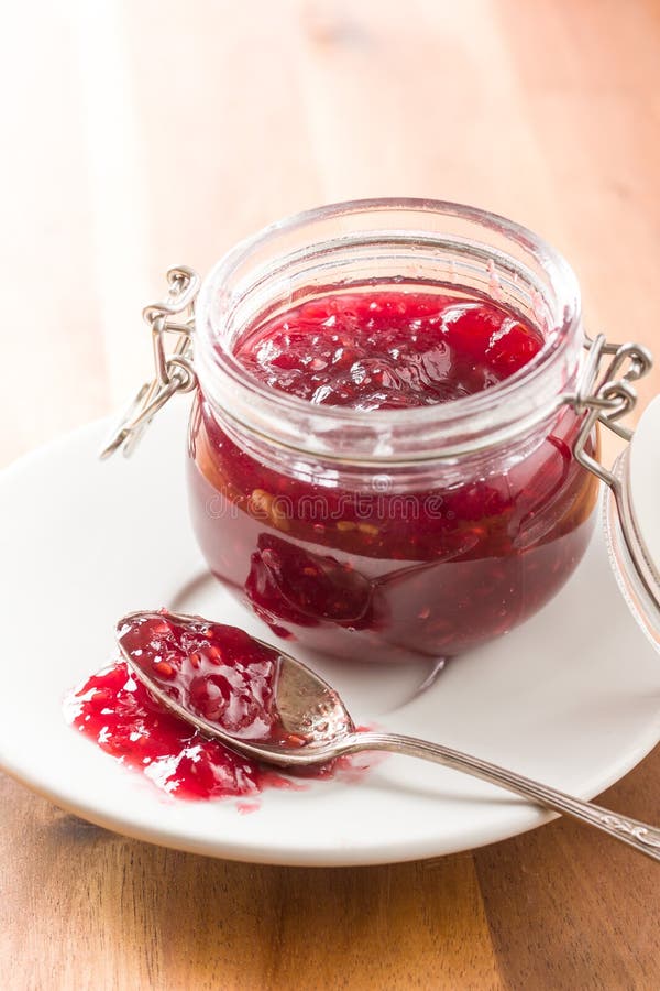 Raspberry jam jelly. stock photo. Image of homemade - 116903588