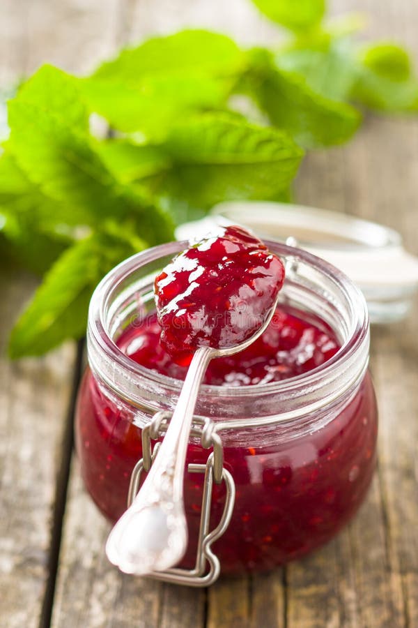 Raspberry jam jelly. stock image. Image of marmalade - 117205511