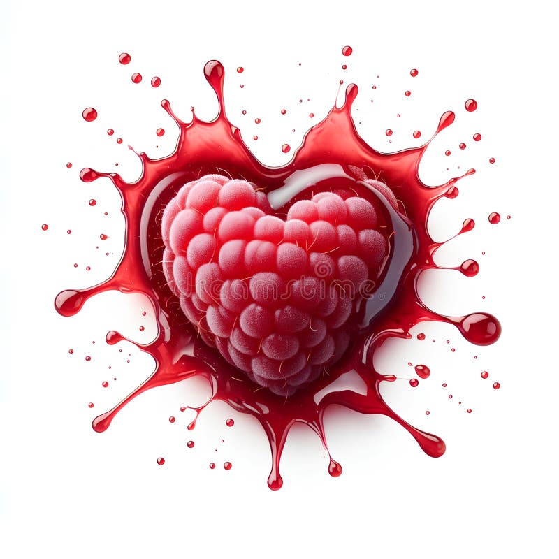 Raspberry Jam Splash Heart Shape with Empty Center Isolated on White ...