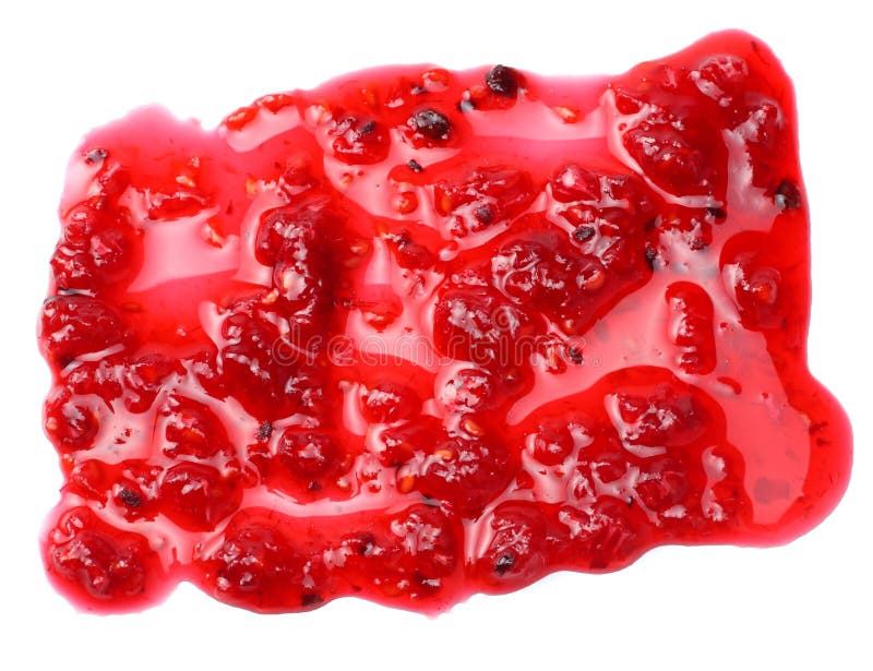 Raspberry Jam Splash Isolated on White Background. Top View Stock Photo ...