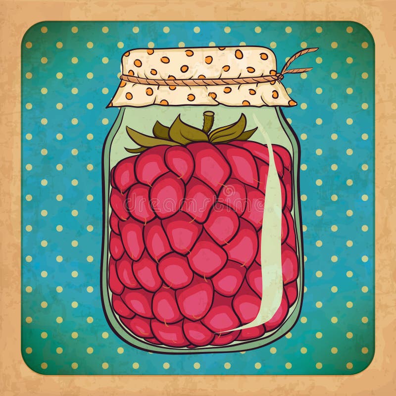 Raspberry Jam. Vintage Cardboard Stock Vector - Illustration of cartoon ...