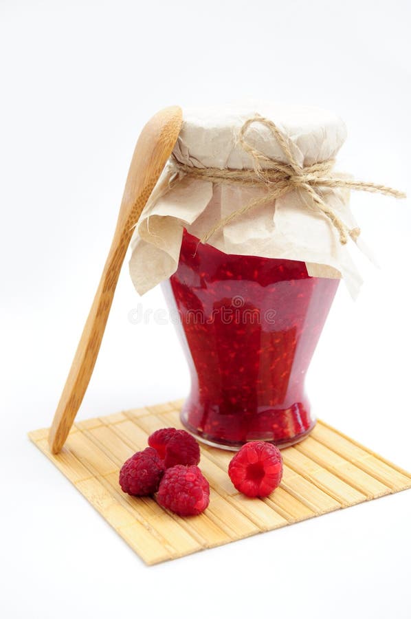 Raspberry Jam with Wooden Spoon Stock Image - Image of dessert ...