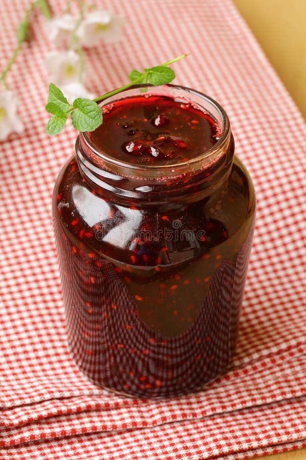 Raspberry Jam on a Wooden Table Stock Image - Image of organic, snack ...