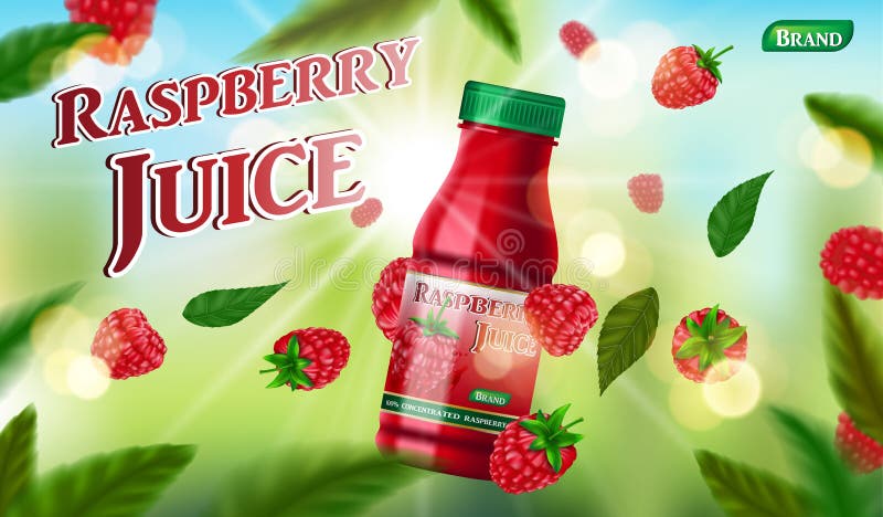 Raspberry Juice Bottle Template for Package Design. Fruit Juice ...