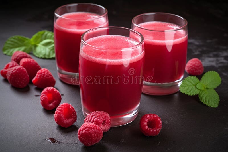 Raspberry Juice in Glasses. AI Generated Stock Illustration ...
