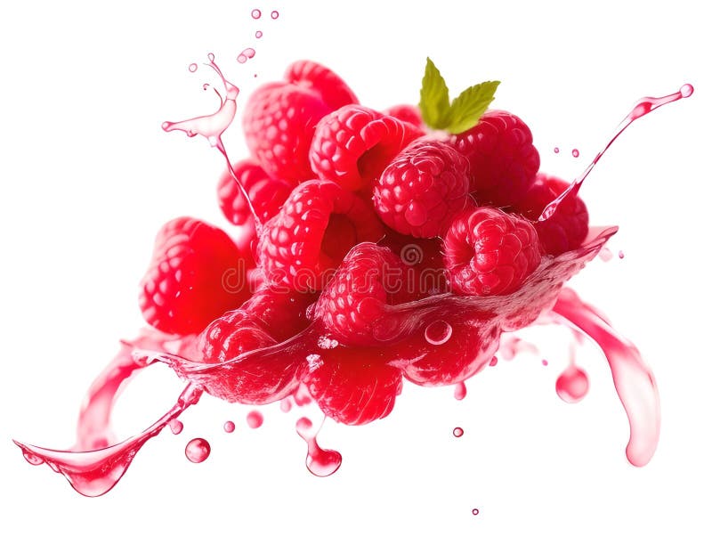Raspberry with Juice Liquid Splash, Generative Ai Stock Photo - Image ...