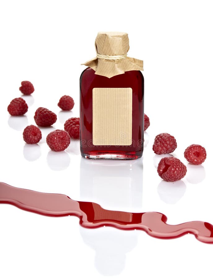 Raspberry Juice in Small Bottle Stock Image - Image of advertisement ...