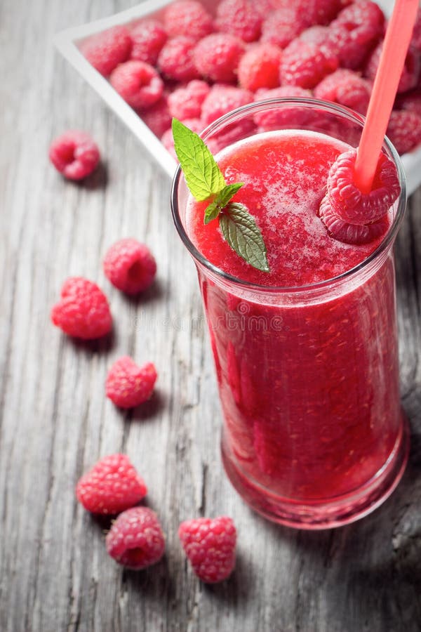 Raspberry Juice on Wooden Table Stock Photo - Image of wood, organic ...