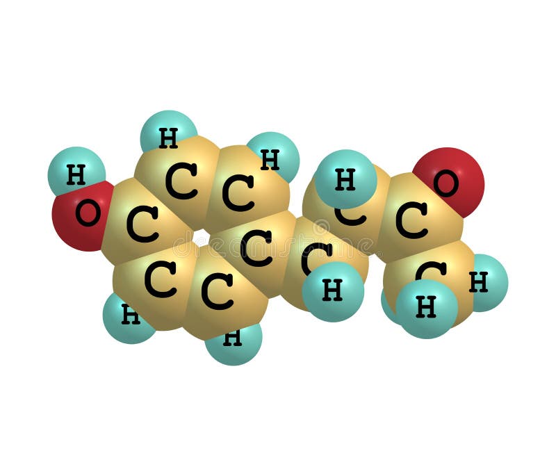 Raspberry Ketone Molecule Isolated on White Stock Illustration ...