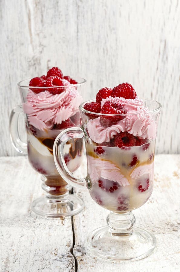 Raspberry Layer Dessert in Glass Bowl Stock Image - Image of gourmet ...