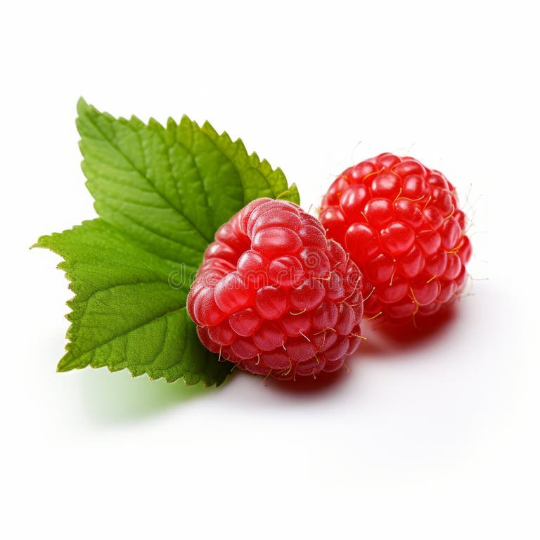 Raspberry with Leaf Isolated on White Background Stock Illustration ...