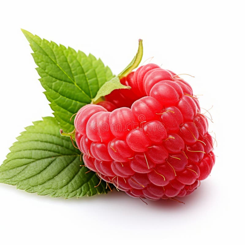 Raspberry with Leaf Isolated on White Background Stock Illustration ...