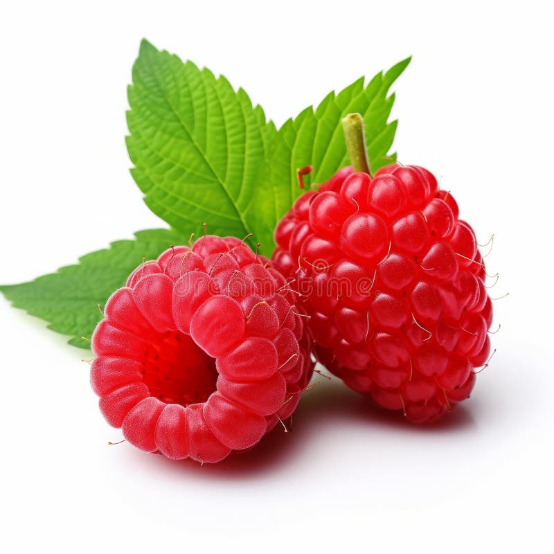 Raspberry with Leaf Isolated on White Background Stock Illustration ...
