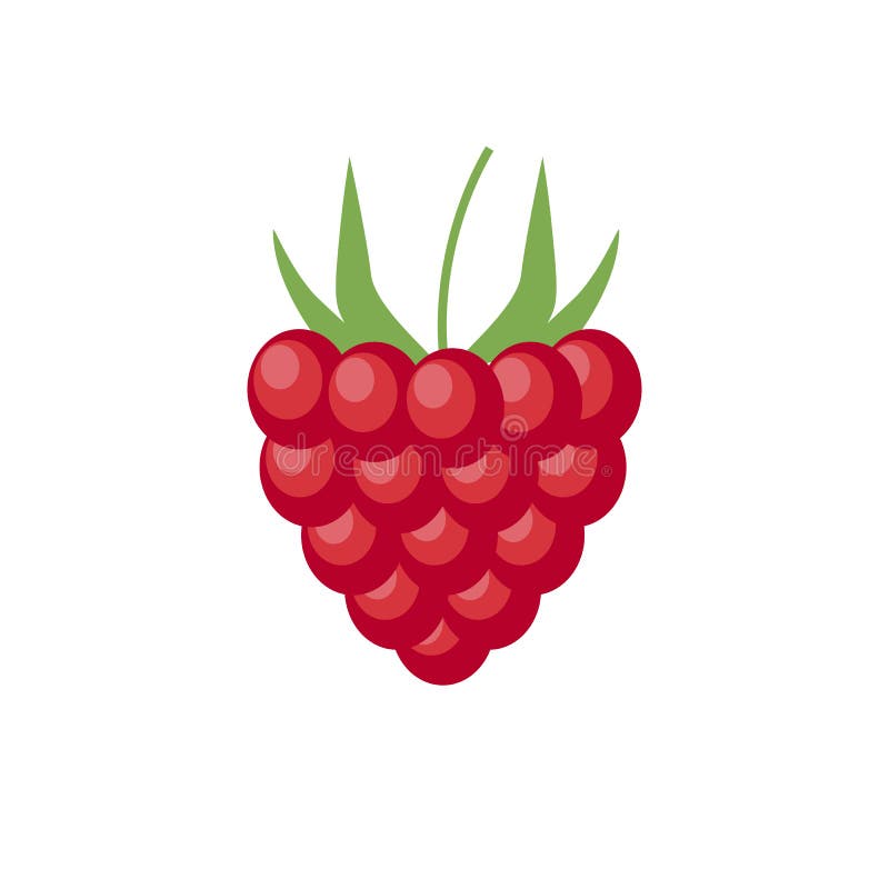 Raspberry with Leaf Vector Icon. Raspberry Icon Clipart. Raspberry ...