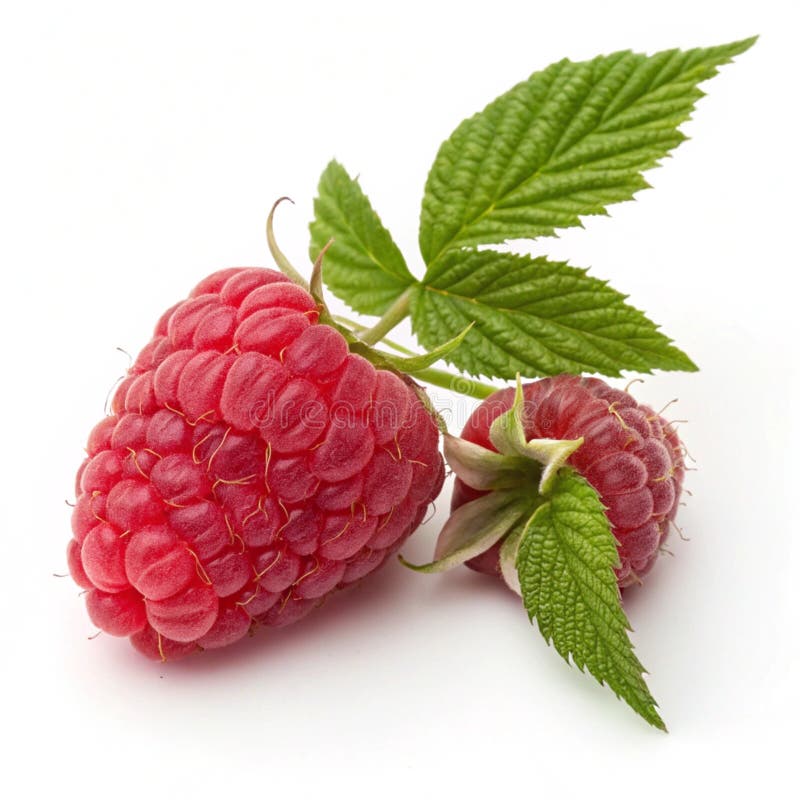Raspberry with Leaves Isolated on White Background Stock Illustration ...