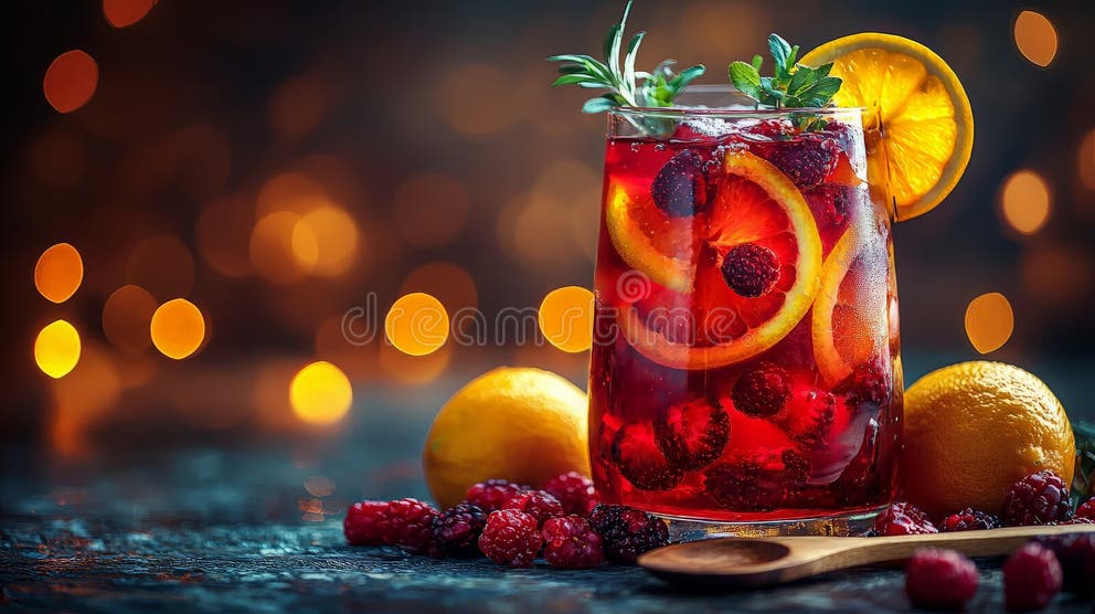 Raspberry-Lemon Drink on Dark Wooden Table Stock Photo - Image of iced ...