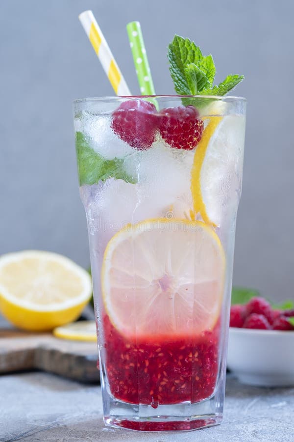Raspberry Lemonade. Iced Summer Drink. Stock Image - Image of color ...