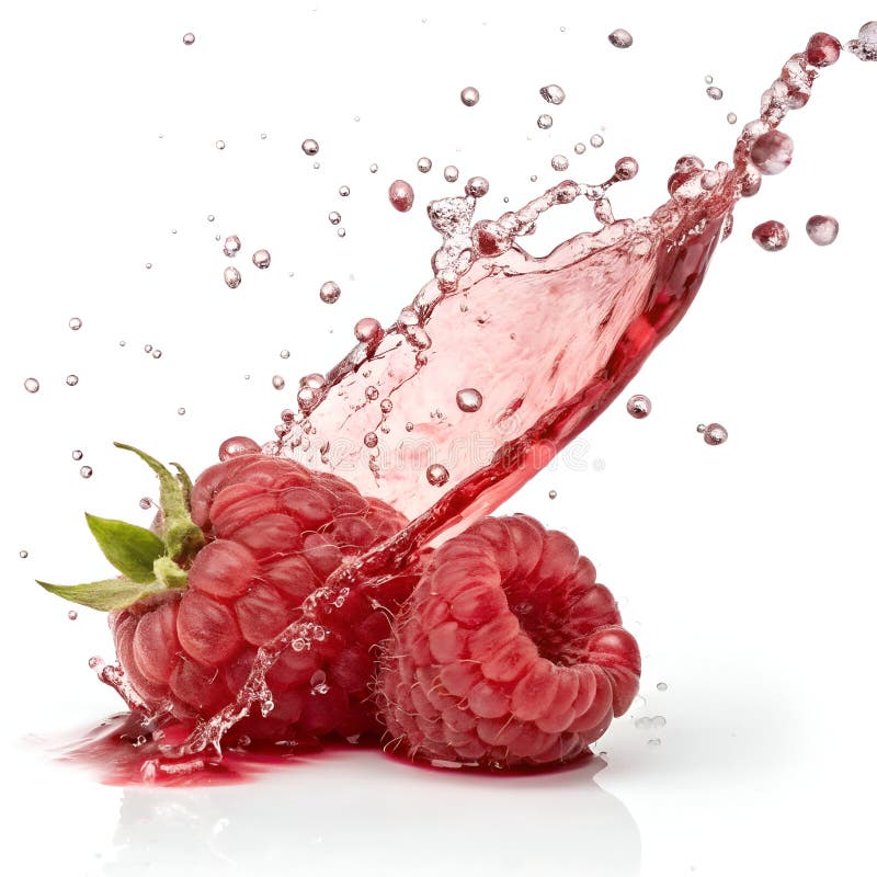 Raspberry in Liquid Splash Isolated on White Background Stock ...