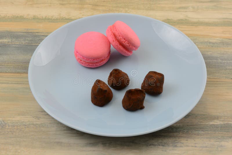 Raspberry Macaron Truffles with Raspberry Macarons Stock Photo - Image ...